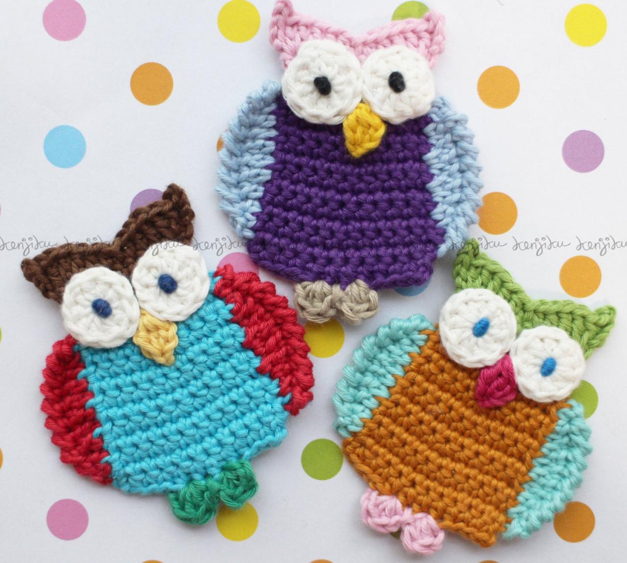 Owl Crochet Pattern,ooak,owl Applique, Diy, Owl Lover, Owl Addcit, Owl ...
